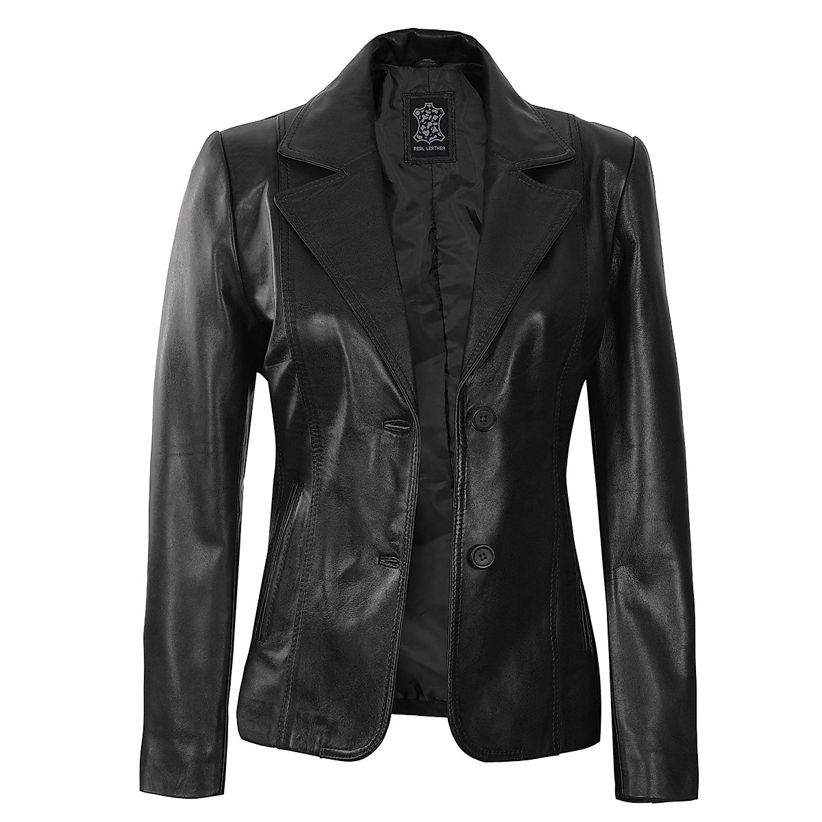 Blingsoul Women's Black Leather Jacket | [1302975] Surrey Black, XL