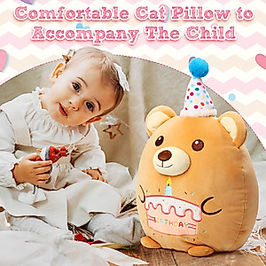 Leyndo 16 Inch Birthday Stuffed Animals Cute Bear Plush Throw Pillow Birthday Plush Gift Soft Bear Pillow Plushie for Kids Adults Birthday Party Favor Gift Sofa Bedroom Decorations