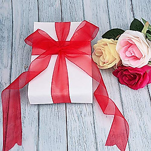 Livder 3 Rolls 1-1/2 Inch Christmas Ribbon Sheer Chiffon Ribbons for Christmas Gift Wrapping Tree Wreath Party Decorations (Dark Green, Red, Golden)