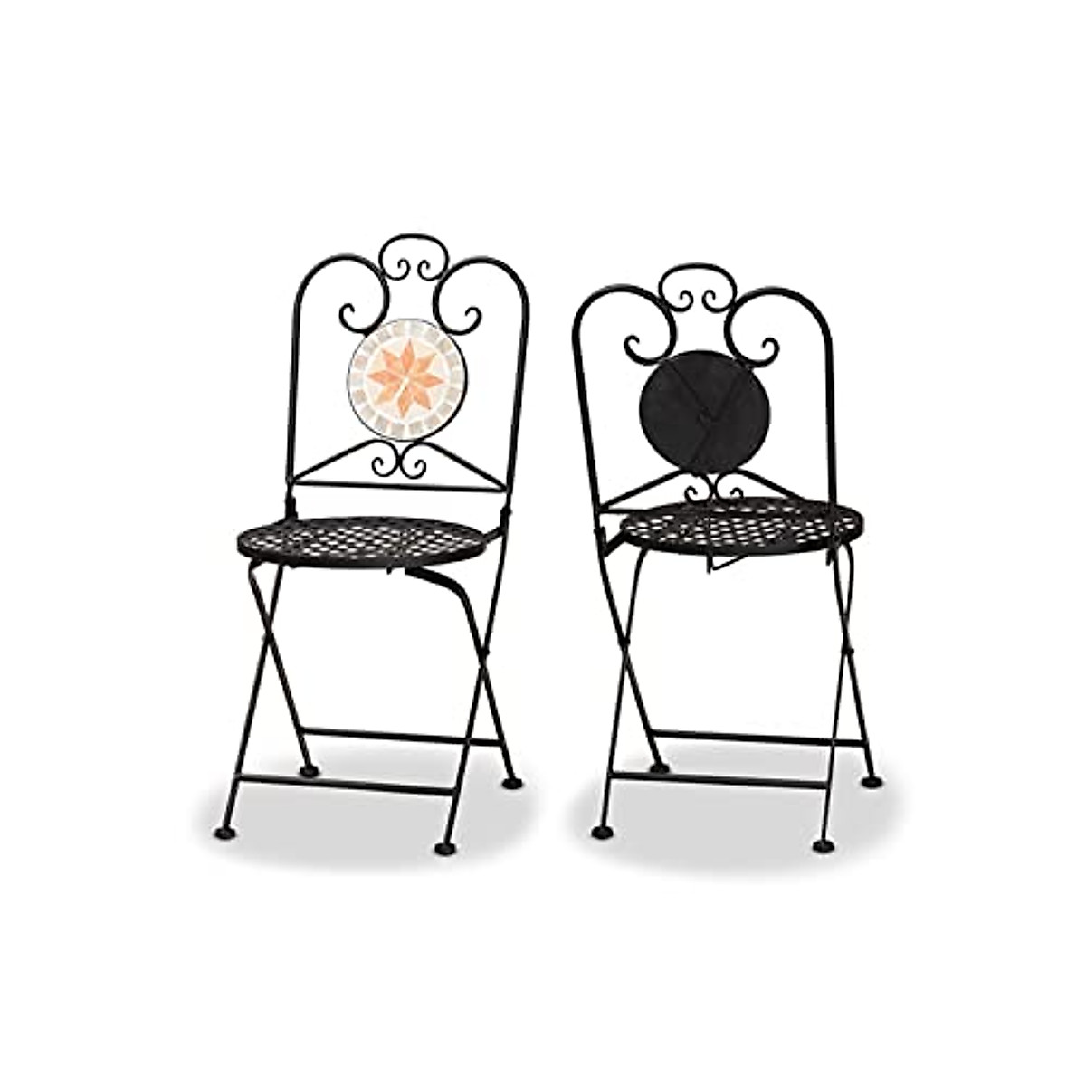 Baxton Studio Santina Black Metal Outdoor Dining Chair (Set of 2)