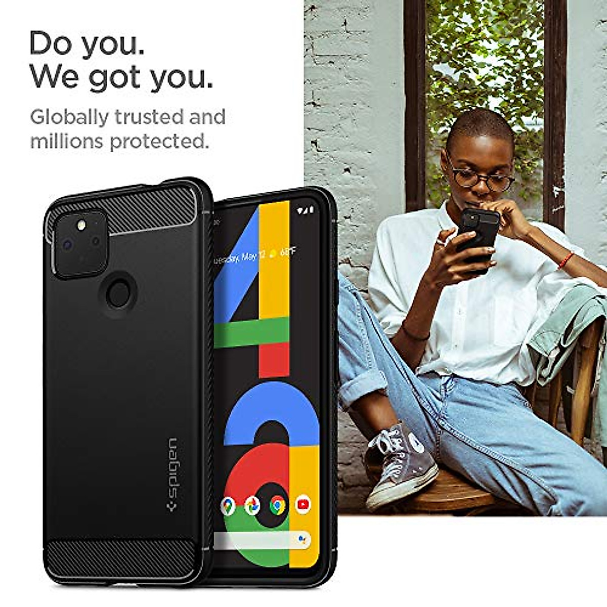 Spigen Rugged Armor Designed for Pixel 4a 5G Case (2020) - Matte Black