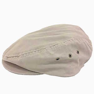 Mens Khaki Tan Washed Canvas Ivy Ascot Cabbie Cap