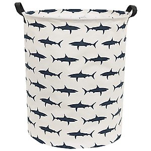 Sanjiaofen Kids Laundry Hamper,Canvas Shark Hamper Collapsible Boys Storage Baskets for Shark Room Decor,Nursery Hamper,Toy Organizer,(Shark)