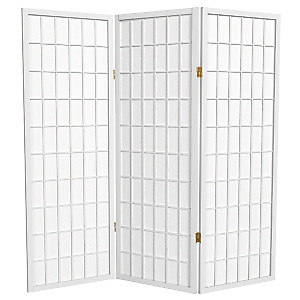 4 ft. Short Window Pane Shoji Screen - White - 3 Panels