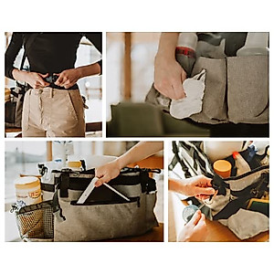 XLarge Cleaning Caddy Bag for Cleaning Supplies - Shoulder and Waist Straps - Spacious Pockets - Collapsible car trunk storage compartment organizer - Size (19in x 10in x 10in)