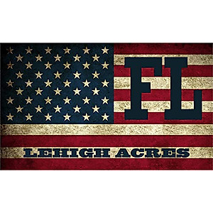 (x3) 2x3 inch Stickers | Reflective Lehigh Acres FL Florida Lee County Vintage US Flag Sticker Graphic - Construction Toolbox, Hardhat, Lunchbox, Helmet, Mechanic, Luggage