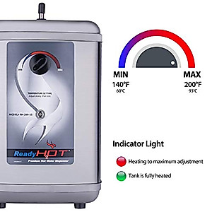 Ready Hot 41-RH-200-F560-BN Instant Hot Water Dispenser System, 2.5 Quarts, Manual Dial Dual Lever Hot and Cold Water Faucet Brushed Nickel