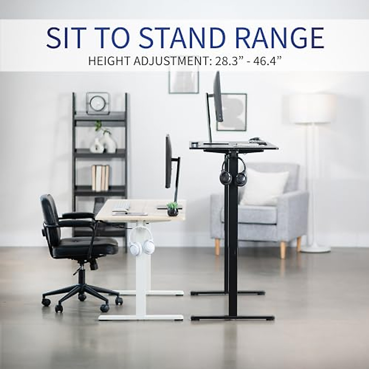 VIVO Electric 55 x 24 inch Stand Up Desk, Height Adjustable Standing Home & Office Workstation with Memory Controller, Rustic Vintage Brown Top, Black Frame, DESK-E155TN