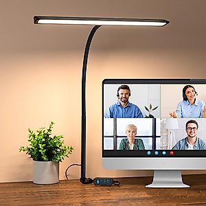 KAiSnova LED Desk Lamp with Clamp, 10W Clip Lamp for Desk 50 Lighting Modes Computer Monitor Lights 360° Flexible Gooseneck Desktop Lighting for Office Home Video Conferencing Workbench Drafting