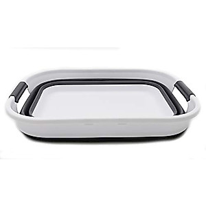 SAMMART 17.5L (4.6 Gallon) Small Collapsible/Foldable/Pop Up/Portable Washing Tub, Water Capacity 13.5L/3.5 Gallon (1, White/Grey)