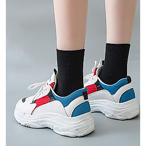 CHUNG Toddler Boys Girls 10 Pack Athletic Cotton Basic Crew Socks Autumn School Uniform Casual Sports,Plain Black,8-10Y