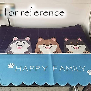 Gentle Meow Small Double Door Refrigerator Dust Cover Cloth Washing Machine Cover Cloth Household Microwave Oven Cover, Blue Dogs