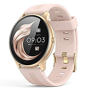 AGPTEK Smart Watch for Women, Smartwatch for Android and iOS Phones IP68 Waterproof Activity Tracker with Full Touch Color Screen Heart Rate Monitor Pedometer Sleep Monitor, Pink
