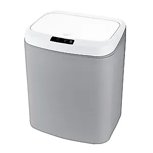 Automatic Garbage Can Motion Sensor Bathroom Trash Can Touchless Bathroom Trash Can 15L/4gallon Smart Trash Bin with Lid Slim Plastic Narrow Garbage Can for Living Room, Bedroom, Office, Toilet, RV (Grey)