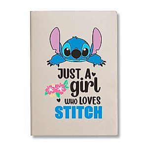 Stitch Gifts Ohana Gift Stitch Lined Leather Journal Notebook Just A Girl Who Loves Stitch A5 Size Writing Notebook Funny Movie Fans Gift Ohana Notebook (Just a girl love stitch)
