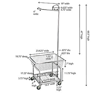 Household Essentials 6028-1 Rolling Laundry Cart with Hanging Bar - Chrome Finish