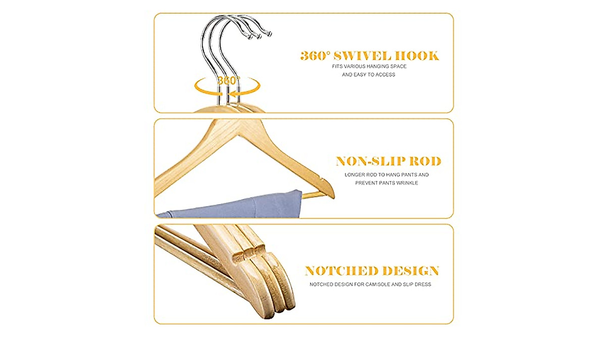 Cozymood Wooden Hangers - Durable 20 Pack For Closet