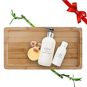 YELLOW LOTUS Bamboo Vanity Tray, 12 inch, Brown, Wooden, Slip Resistant, Perfume, Makeup, Jewelry Organizer, Decorative Toilet Tank Tray