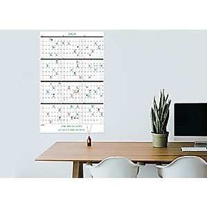 Lushleaf Designs - Large Dry Erase Wall Calendar - 24x39 Inches - Blank Undated 2023 Reusable Year Calendar - Whiteboard Yearly Poster - Laminated Office Jumbo 12 Month Calendar (Vertical)