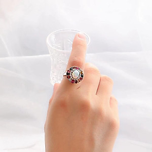 supermodel Multicolor Gemstone Signet Ring for Women Wedding Anniversary Jewelry Sterling Silver Band 925 Stamped Tourmaline Diamond Gem Ring Luxury Opal Ring Cocktail Rings Size 9