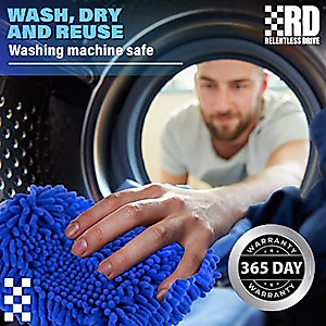 Relentless Drive Premium Car Wash Mitt (2-pack, Extra Large) - Car Wash Sponge - Chenille Microfiber Car Wash Mitt Scratch Free - Ultra Absorbent Microfiber Mitt for Cars, Trucks, SUVs, Boats & Motorcycles