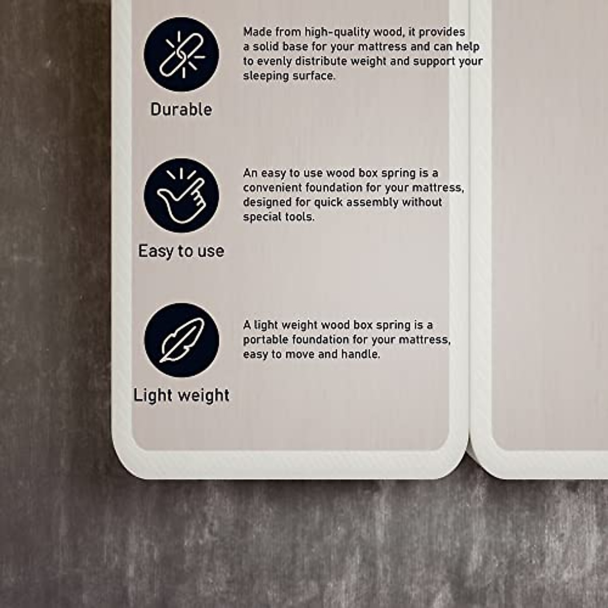 Spring Solution, 4" Split Wood Traditional Box Spring/Foundation for Mattress Set, Sturdy Fabric Paneled Design Wooden Frame, Durable Bedding Mattress Box Springs, Queen, White