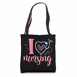 Funny I Heart Nursing RN Cute Love Being A Nurse Med School Tote Bag