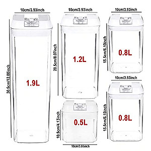 KEICO Airtight Food Storage Containers with Lids Easy Lock Lids Clear Storage Containers for Cereals, Dried Nuts Fruits, Long Term Food Storage, Clear Plastic Food Box, Pantry Containers 7 Pieces