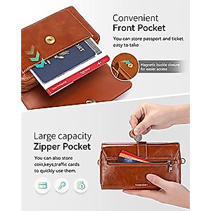 SIIHENRRY Small Crossbody Shoulder Bag for Women Multi Card Case Genuine Leather Cellphone Purse Passport Wallet