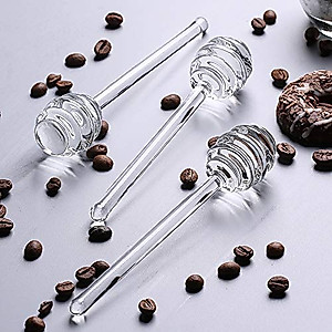 2 Pcs Honey Dipper Sticks - Wooden and Glass Honey Dipper, 6 inch Honeycomb Stick, Honey Stirrer Stick for Honey Jar Dispense Drizzle Honey, Wedding Party Favors