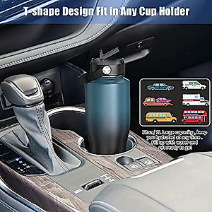 HYDROWION 32oz Water Bottle, Double Wall Vacuum Stainless Steel Insulated Water Flask with Straw Lid, Spout Lid and Flex Cap(Cold for 48 Hrs, Hot for 24 Hrs), Leakproof Travel Thermo Mug, Blue&Black