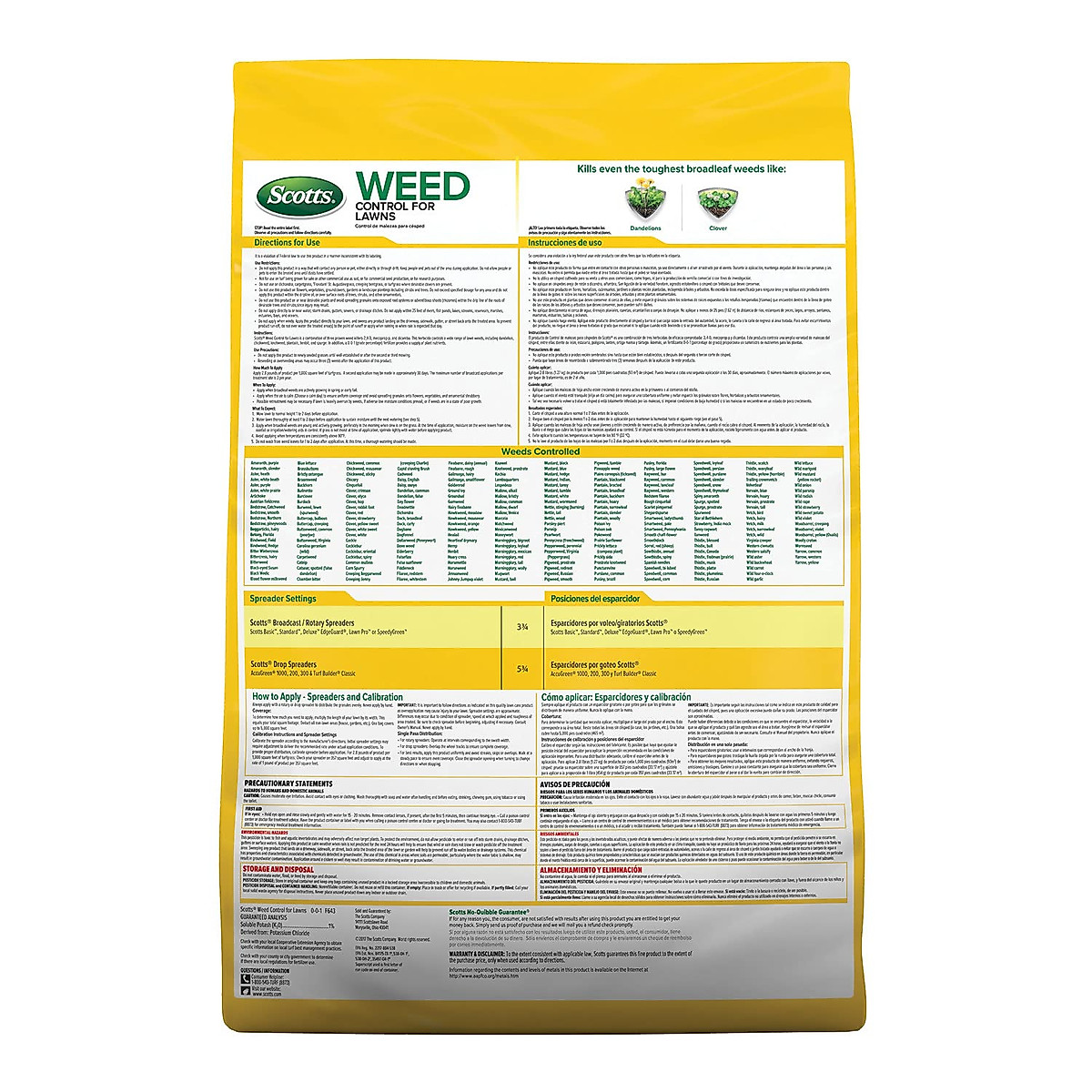 Scotts Weed Control for Lawns, Weed Killer, Kills Over 200 Weed Types Including Dandelion and Clover, 5,000 sq. ft., 14 lbs.