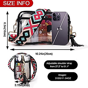 Clear Fanny Bag Stadium Approved for Women with Wide Shoulder Strap, PVC Transparent Crossbody Purse Fanny Pack Small Chest Bag Daypack for Lady, Girls Bum Bag for Shopping Hiking Travel(Black)