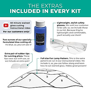 Professional Eight PC Stained Glass Tool Kit with Instructional Video, Oil Filled Pistol and Pencil Grip Cutter, 1” Running Pliers, Breaking and Grozer Pliers