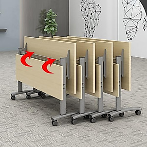 Flip Top Mobile Training Table, Foldable Computer Table for Conference Rooms,Training,Media Centers,Classrooms,(Excluding Chairs) (Color : B, Size : 120 * 40 * 75cm)