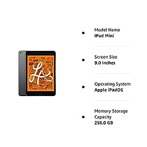 Apple iPad mini 7.9 inches (Early 2019 ) 256GB, WiFi Only - Space Gray (Renewed)