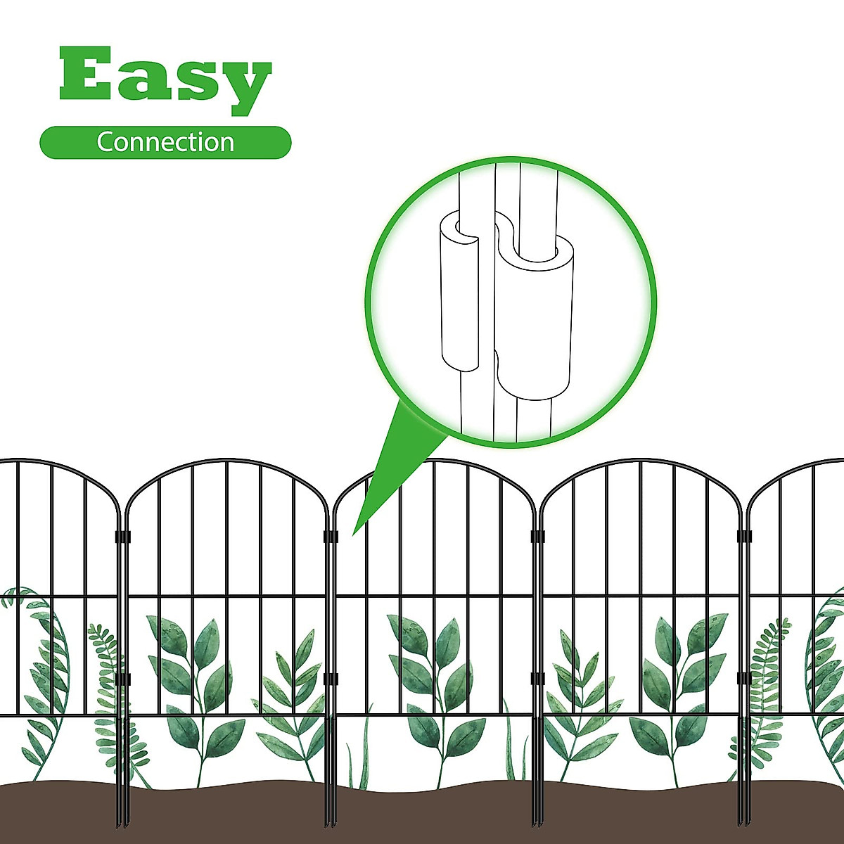 OUSHENG Decorative Garden Fence 25 Panels, Total 27ft (L) x 24in (H) Rustproof Metal Wire Fencing Border Animal Barrier, Flower Edging for Landscape Patio Yard Outdoor, Arched