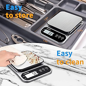 YONCON Smart Food Scale Digital Weight Grams and Oz, 3kg/0.1g Kitchen Scale for Weight Loss, Cooking, Baking, Super Accurate, Easy to Clean and Store, Tare Function (Batteries Included)