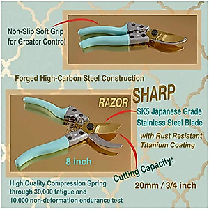 Kit4Pros Floral Garden Tool Set| Gardening Gifts for Women Birthday| Heavy Duty Tools Kit|Storage Tote Bag Organizer| Pruning Shears| Gardener Gloves| Sprayer| Weeder| Trowel (Floral Set)