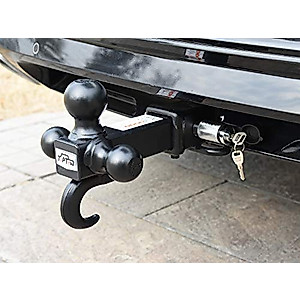 TOPTOW 64181 Trailer Receiver Hitch Tri Ball Mount with Hook Black Balls Fits for 2 inch Receiver
