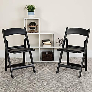 Flash Furniture Hercules Series Folding Chair - Black Resin - 2 Pack 800LB Weight Capacity Comfortable Event Chair - Light Weight Folding Chair