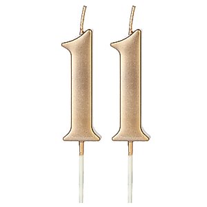 Champagne Gold 11th & 1st Number Birthday Candles for Cake Topper, Number 11 1 First Glitter Premium Candle Party Anniversary Celebration Decoration for Kids Women or Men