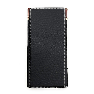 Texas West Western Tooled Genuine Leather Star Men's Long Bifold Wallet (Black)