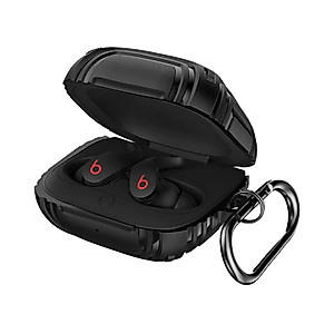 OTOPO Compatible with Beats Fit Pro Case Cover, Full Body Rugged Shockproof Cool Beats Fit Pro Protective Case Cover Men Women with Keychain for New Apple Beats Fit Pro 2021 (Black)