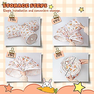 BWOGUE Bunny Tunnels & Tubes Collapsible Carrot Bunny Hideout Extra Large Small Animal Tunnel Toys for Dwarf Rabbits Bunny Guinea Pigs Kitty
