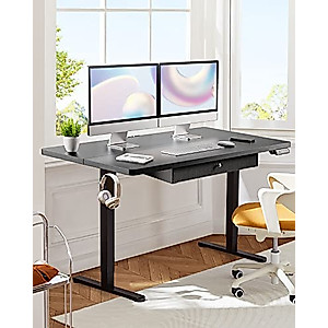 ErGear Electric Standing Desk with Drawer, Adjustable Height Sit Stand Up Desk, Home Office Desk Computer Workstation, 55x28 Inches, Black
