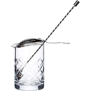 A Bar Above Cocktail kit - Stainless Steel Cocktail Picks 12pc & Mixing Glass (Diamond Cut)