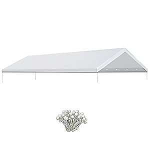 Strong Camel Carport Conopy Cover 12 x 20 Feet Replacement Tent Garage Outdoor Top Tarp Car Shelter with Ball Bungees (with Edge, Frame Not Included)