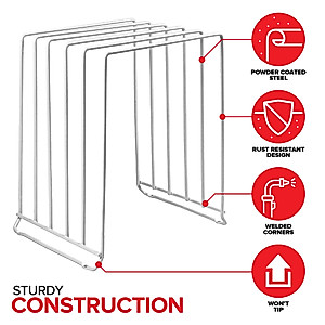 Stock Your Home White (2 Pack) Extra Tall Steel Baking Pan Organizer Rack for Cabinet Storage or Kitchen Counter, Cookie Baking Sheet Organizer with Dividers, Muffin Tin and Cutting Board Holder
