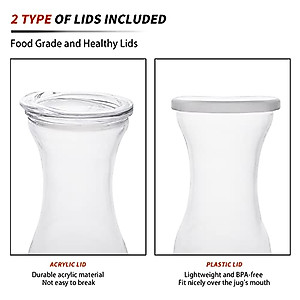 HINGWAH 4 Pack Glass Carafes with Lids, 33 OZ (1 Liter) Glass Water Pitcher Beverage Jug Set, Glass Pitchers Juice Containers for Mimosa Bar Supplies, Parties, Brunch, Iced Tea, Lemonade, Milk